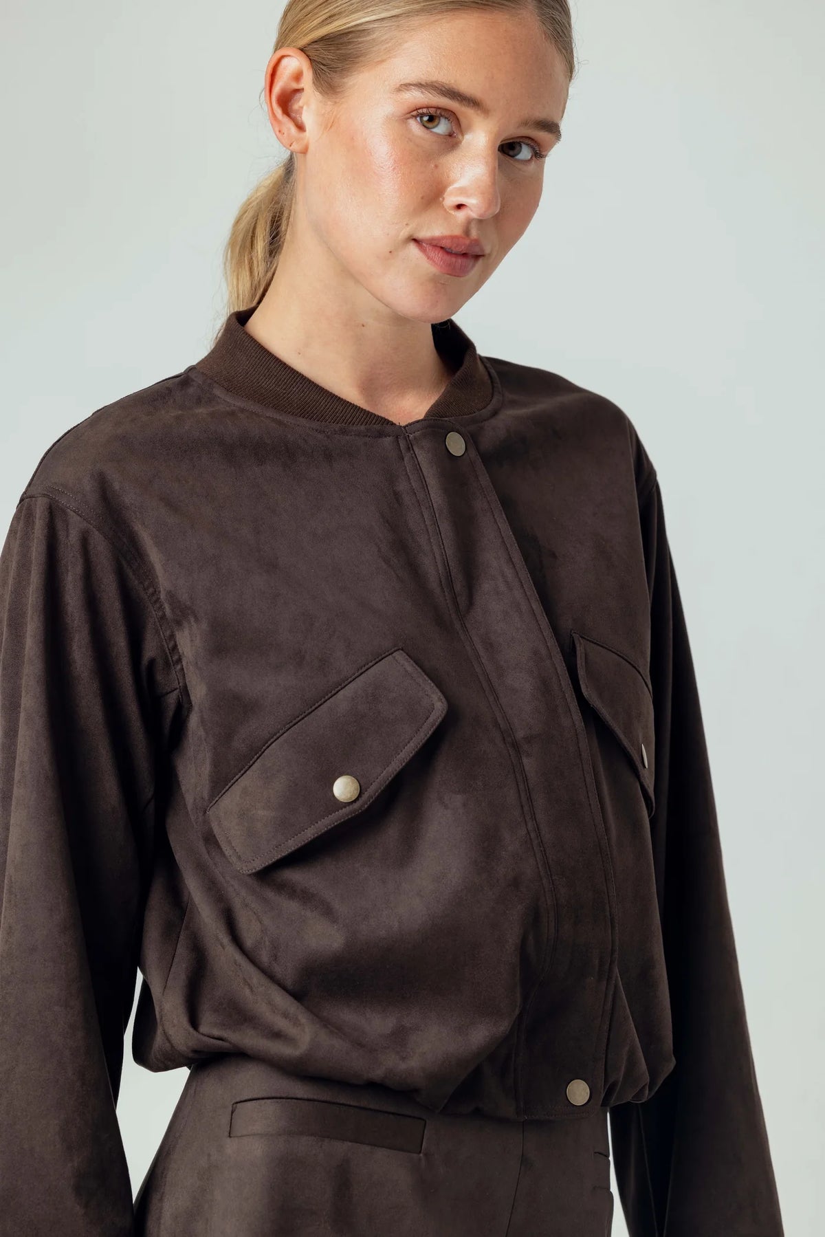 Lyra Suede Jacket - Espresso | Shine Boutique Newburyport